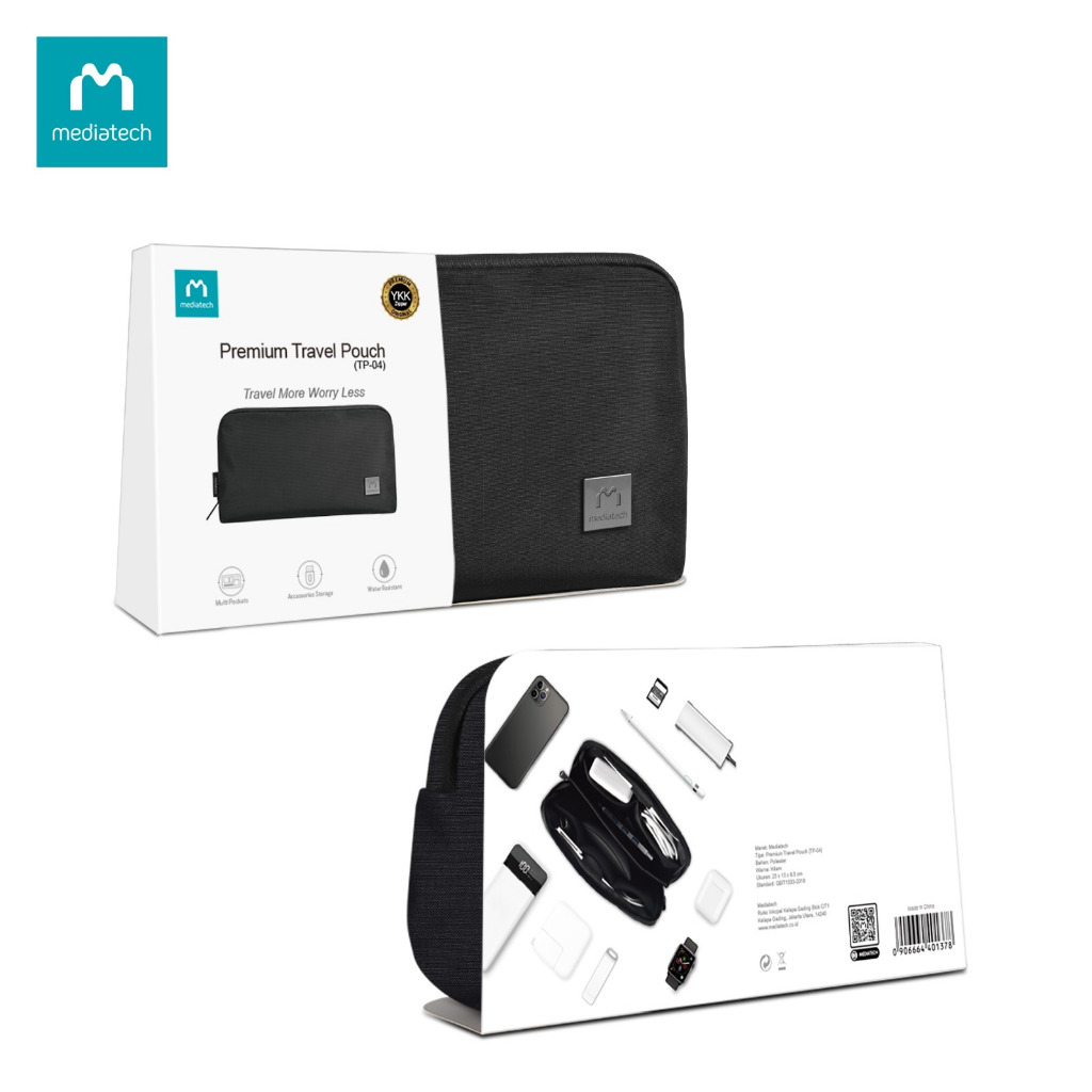 Jual Mediatech Premium Travel Pouch Black TP-04 / Tas Gadget Organizer ...