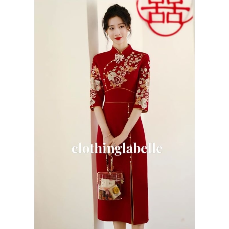 Jual Cheongsam Sangjit Flower Party Dress | Shopee Indonesia