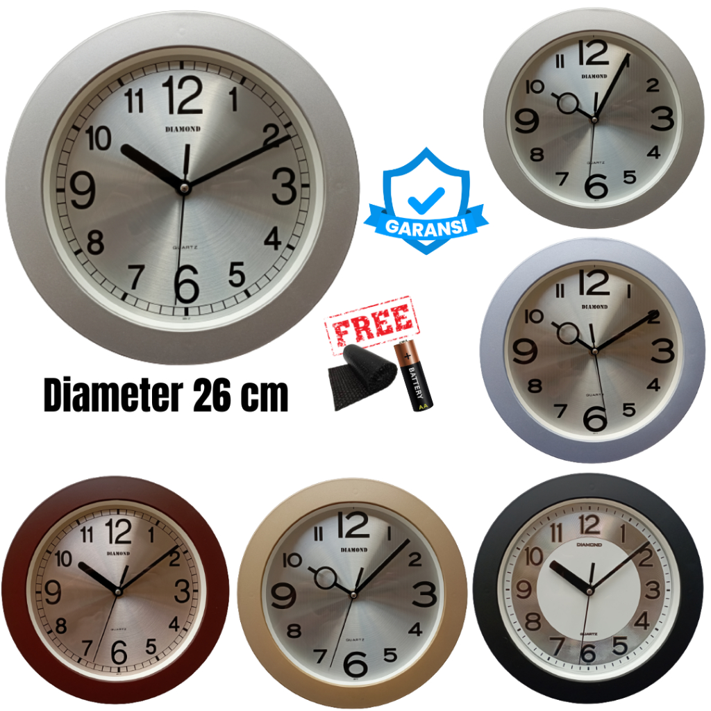 Jual Jam Dinding DIAMOND Diameter Sedang 26cm Mesin Halus Desain ...