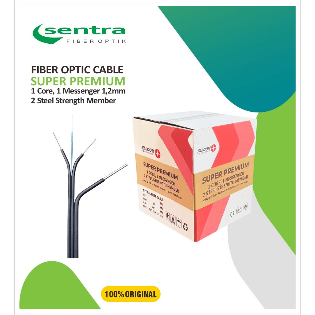 Jual Kabel FO dropcore Fiber Optik Falcom Technology 1 CORE 3 SELING ...