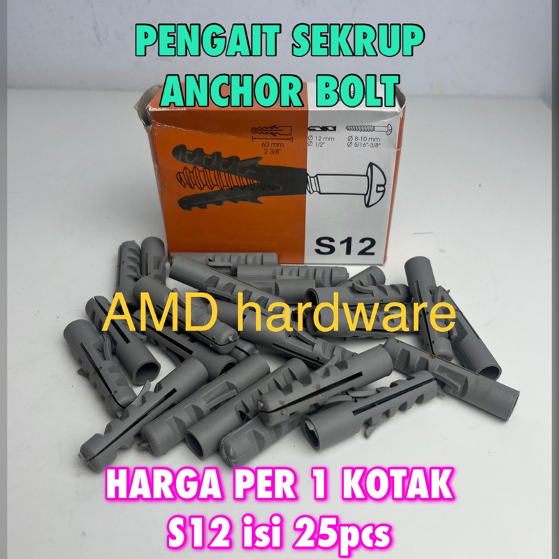 Jual PENGAIT SEKRUP EXPANSION PLUG PENAHAN BAUT ANCHOR BOLT DYNABOLT PLASTIK S6 S8 S10 S12 VISER ...