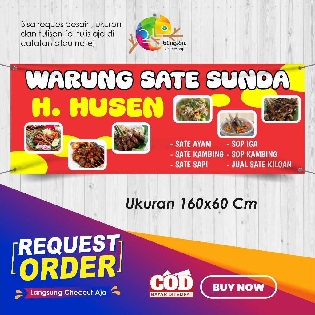 Jual Spanduk Banner 160x60 Warung Sate Sunda Custom Desain | Shopee ...