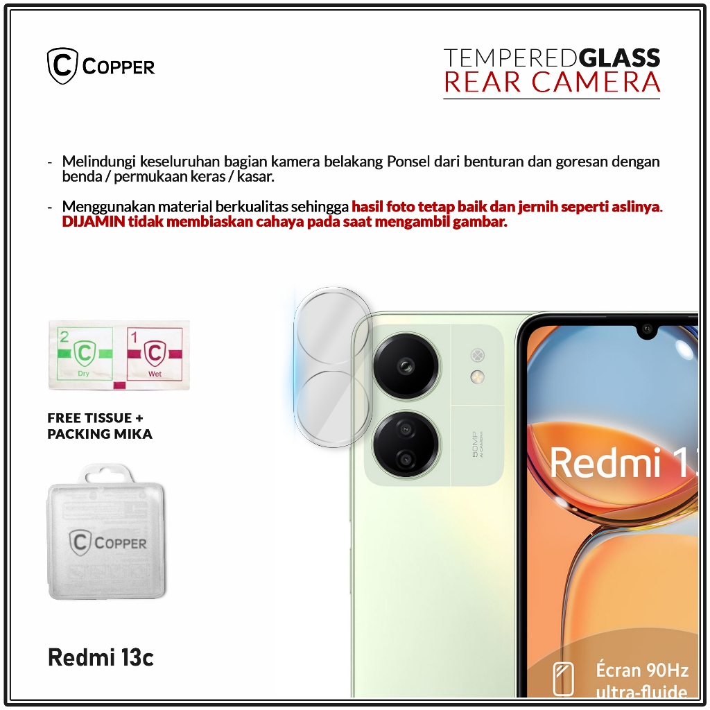 Jual Copper For Redmi 13c - Tempered Glass Camera 3D | Anti Gores ...