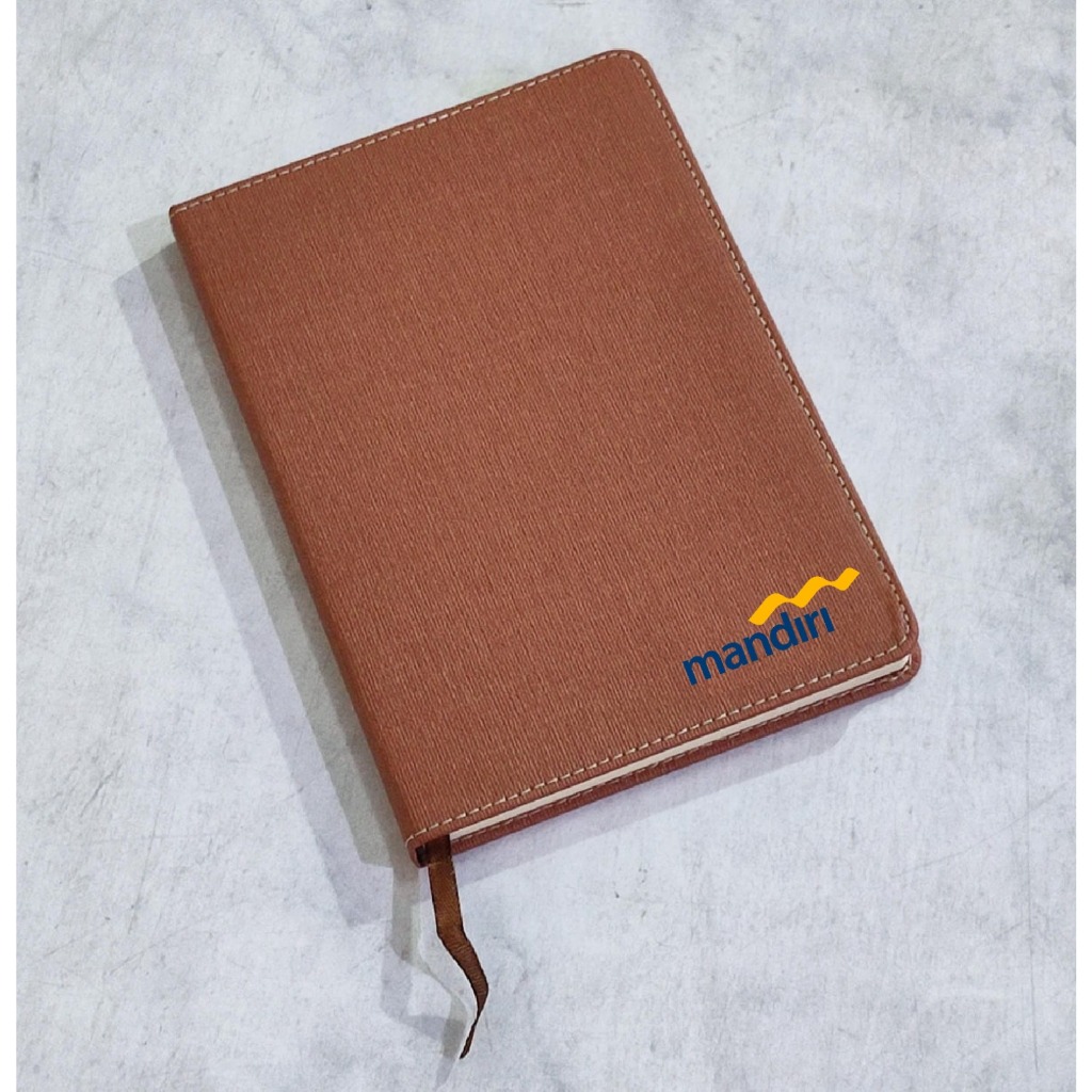 Jual Agenda Notebook Kulit A5 Custom Logo BANK MANDIRI Printing 1 Sisi ...