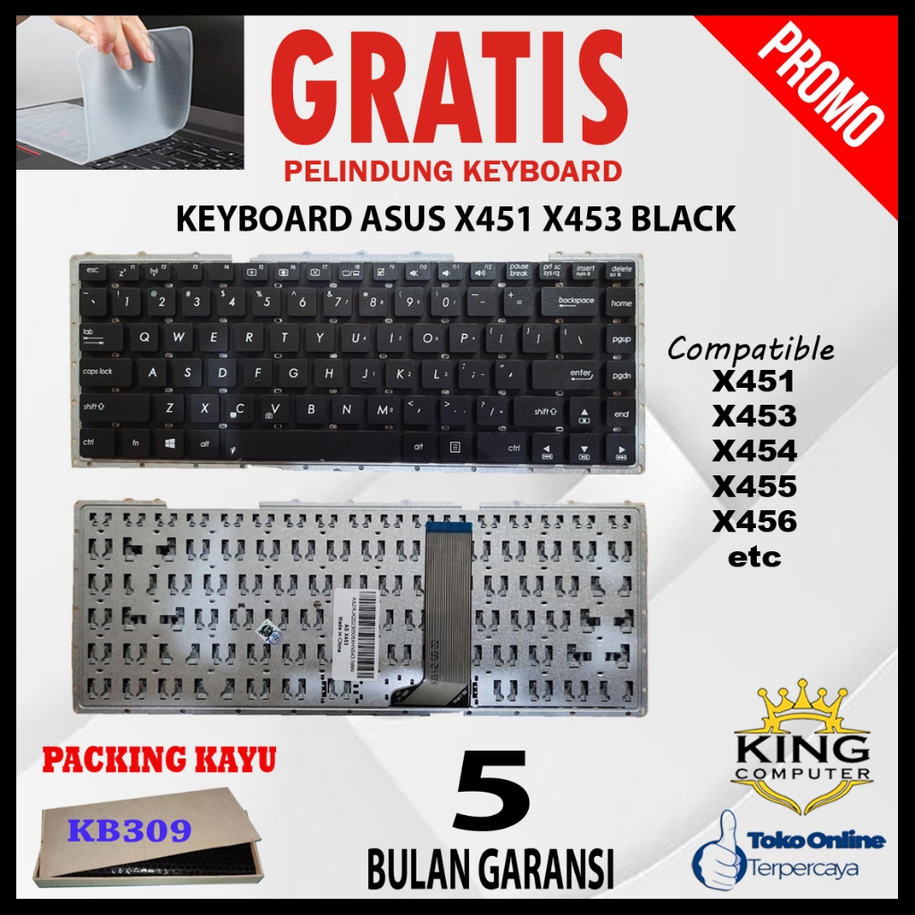 Jual Keyboard Laptop Asus X453 X451 X451M X451E X453M X455L A455L D451 ...