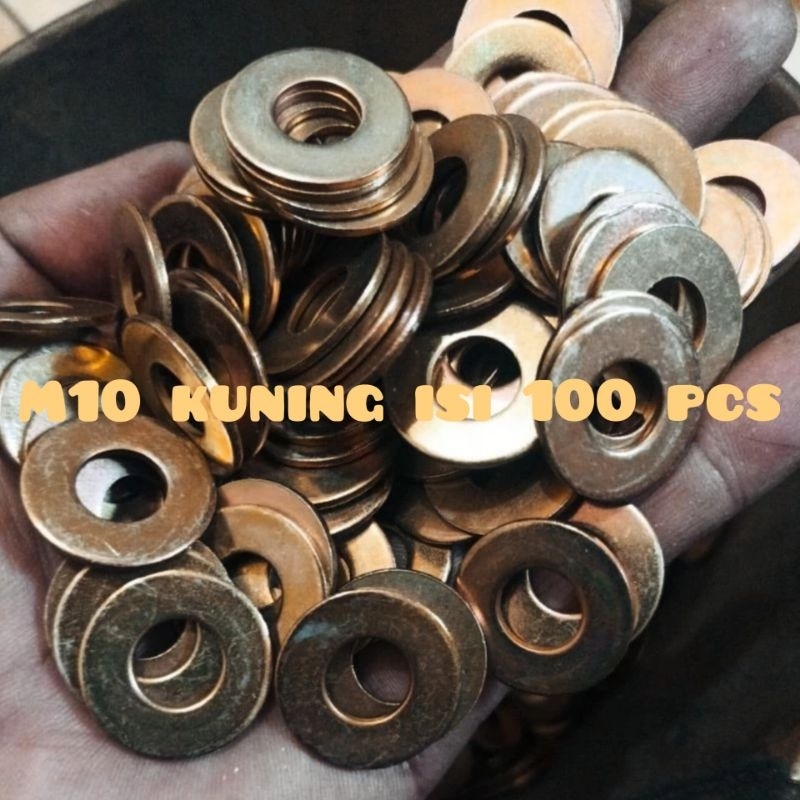 Jual RING M10 100 pcs RING plat M10 KUNING ( untuk baut Kunci 14 ...
