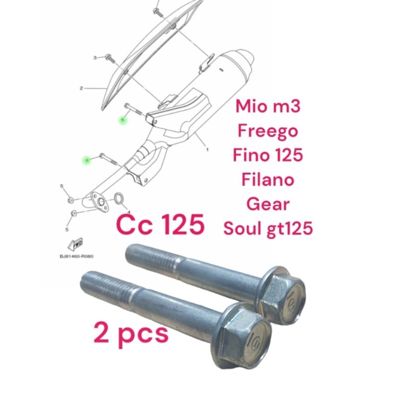 Jual baut knalpot mio m3 fino125 fazzio freego gear filano cc 125 ...
