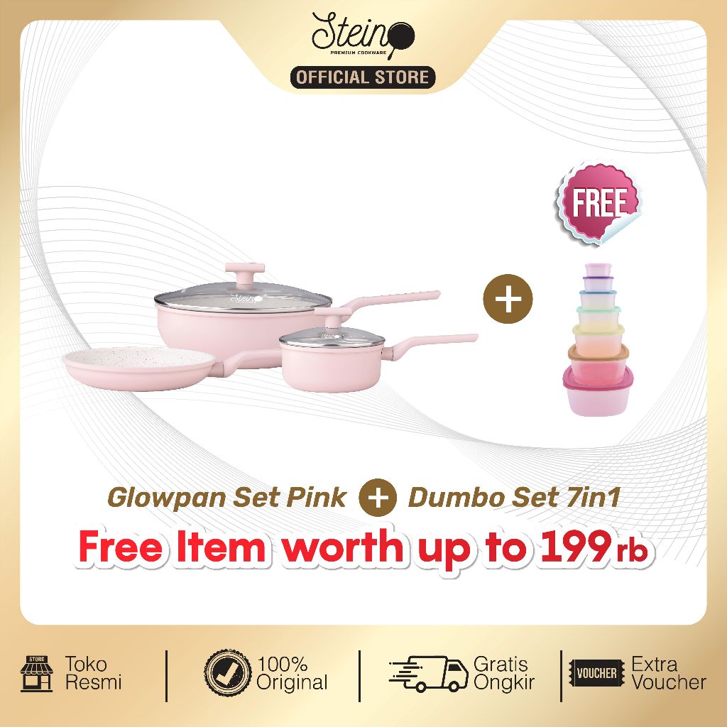 Jual STEIN GlowPan (Panci Set) - 26cm+ 22cm+ 16cm (Panci Marble Set 6 ...
