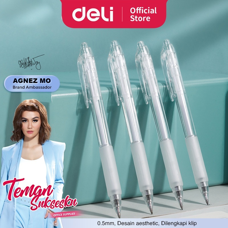 Jual Deli Gel Pen Pulpen Gel Retractable Tinta Hitam 0.5mm A057B-01 | Shopee Indonesia