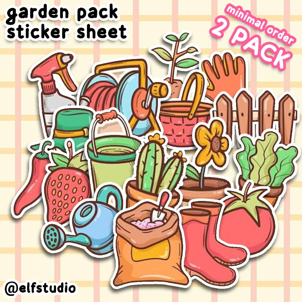 Jual Stiker Gardening Pack Sticker Berkebun Tanaman Kartun Planner DIY ...