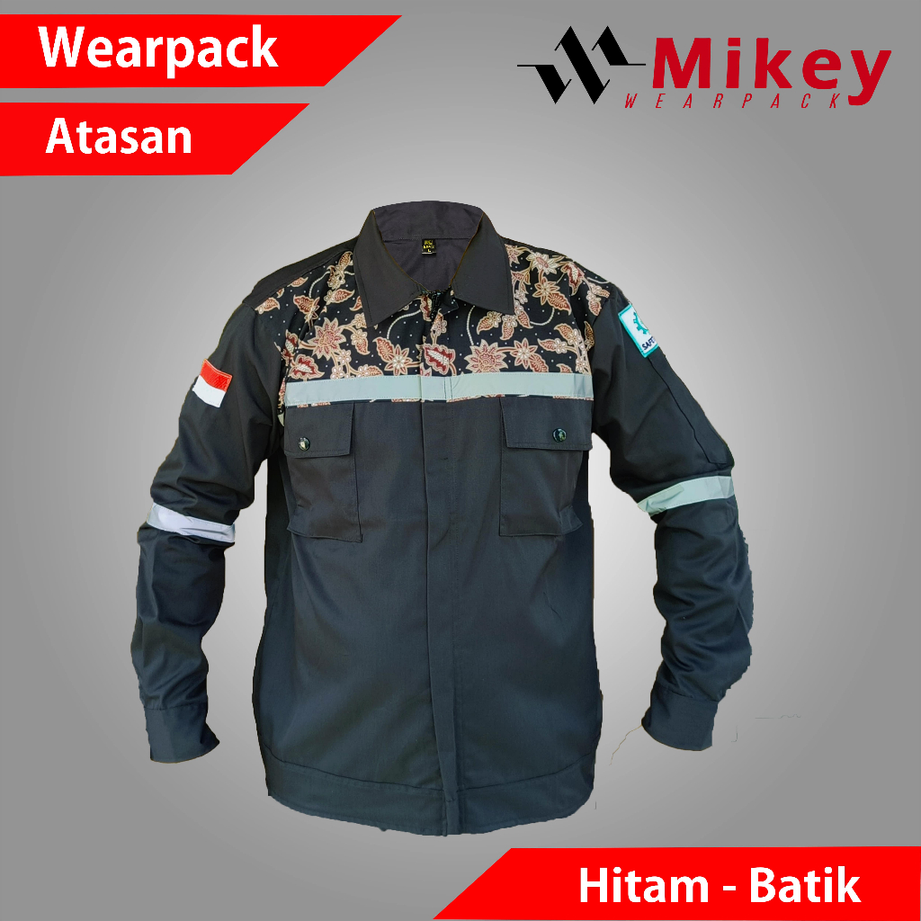 Jual Wearpack Atasan Baju Kerja Resleting Lengan Panjang Warna Hitam ...