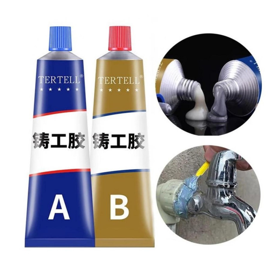 Jual Lem Epoxy AB glue Penambal Besi Radiator Anti Bocor Perekat ...
