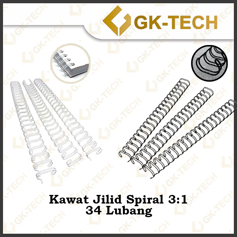 Jual Spiral Kawat / Ring Kawat Jilid Spiral 3:1 34 Lubang Warna Hitam ...