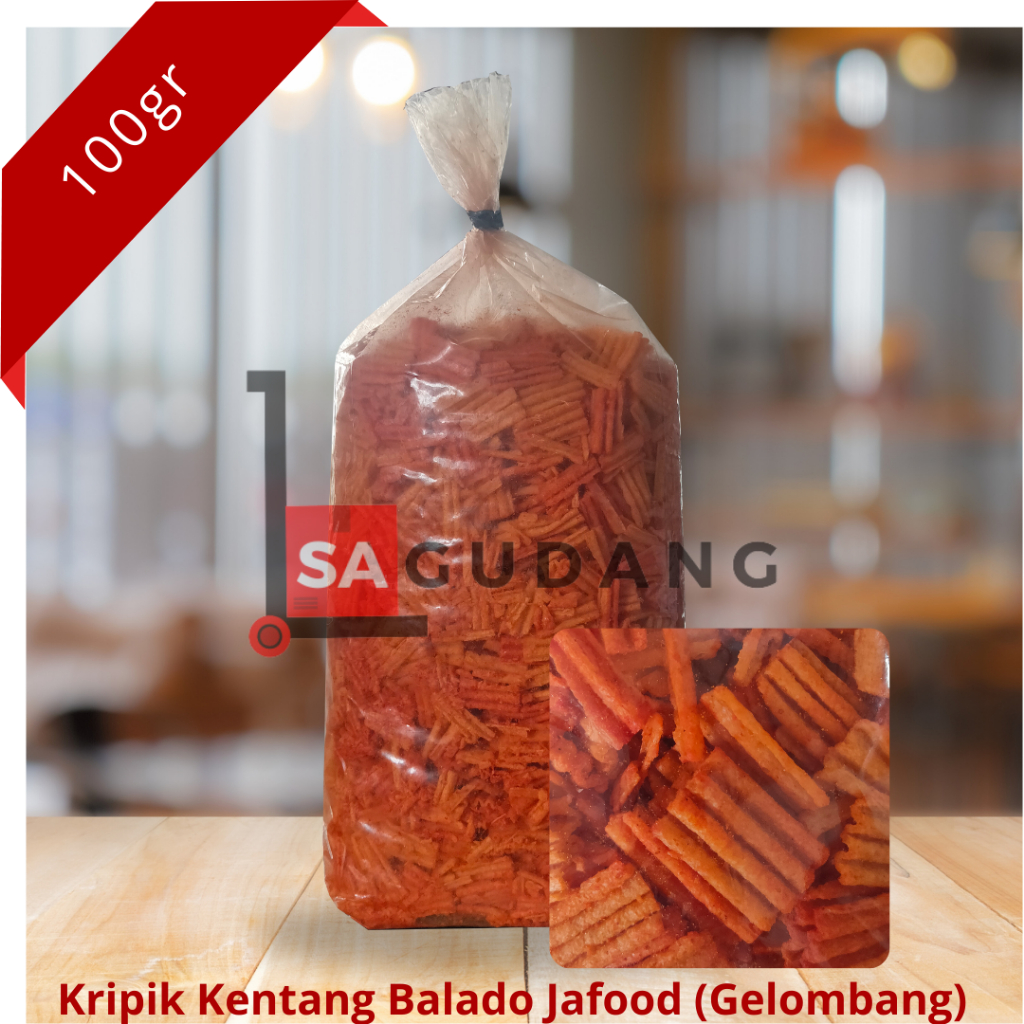 Jual Snack Kiloan Keripik Kentang Balado Gelombang Jafood Repack 100gr ...