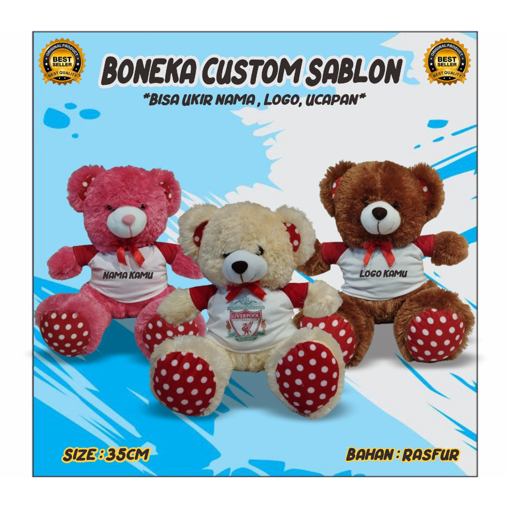 Jual Boneka Custom Sablon Rasfur Bisa Request Nama, Logo, Ucapan Cocok ...