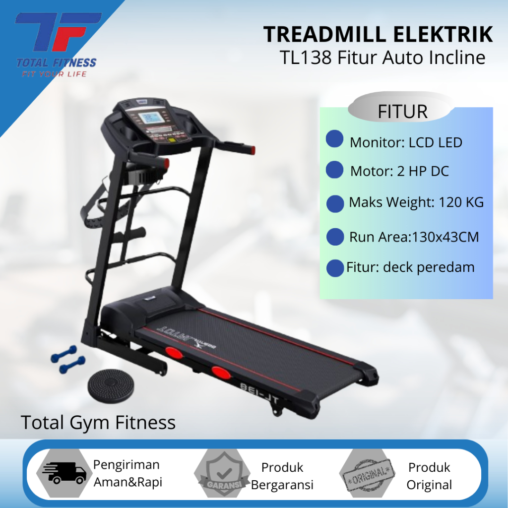 Jual Alat Fitness Treadmill Elektrik TL-138 Auto Incline | Shopee Indonesia
