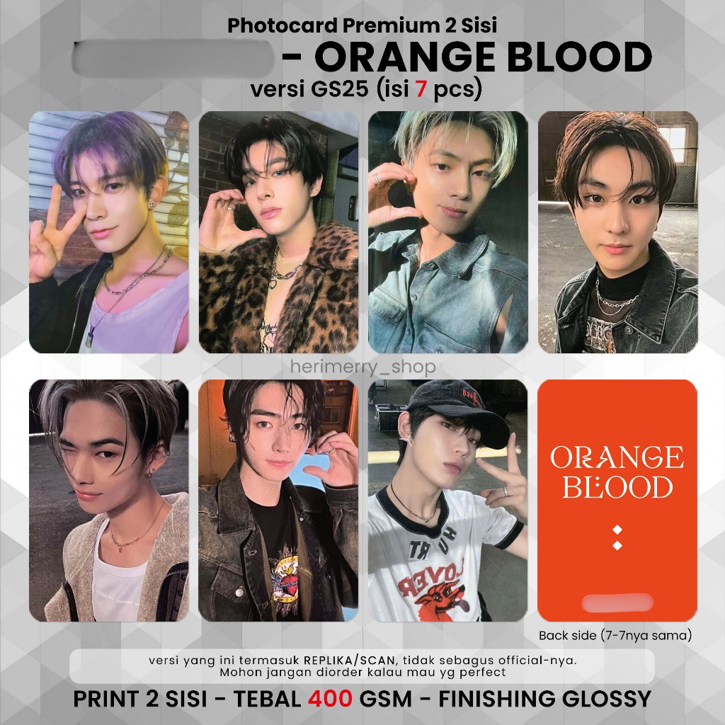 Jual (ISI 7 PCS) Photocard ENH*A ORANGE BLOOD - PC 2 SISI KPOP Premium fotocard Merch Unofficial ...