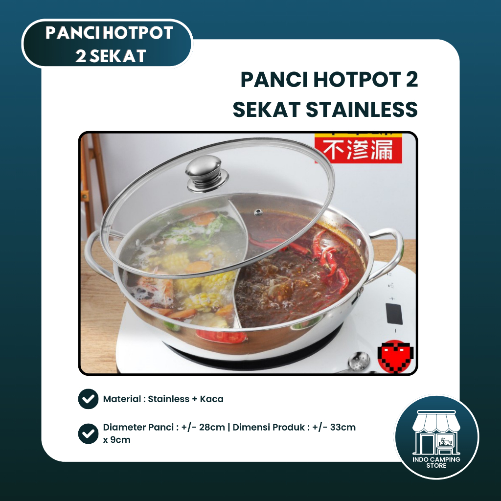 Jual Panci Hotpot Diameter 28cm Stainless 2 Sekat Steam Boat Suki Pan ...