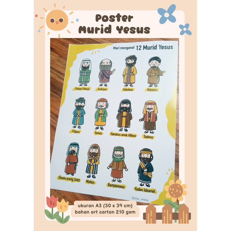 Jual Poster Sekolah Minggu 12 Murid Yesus | Shopee Indonesia