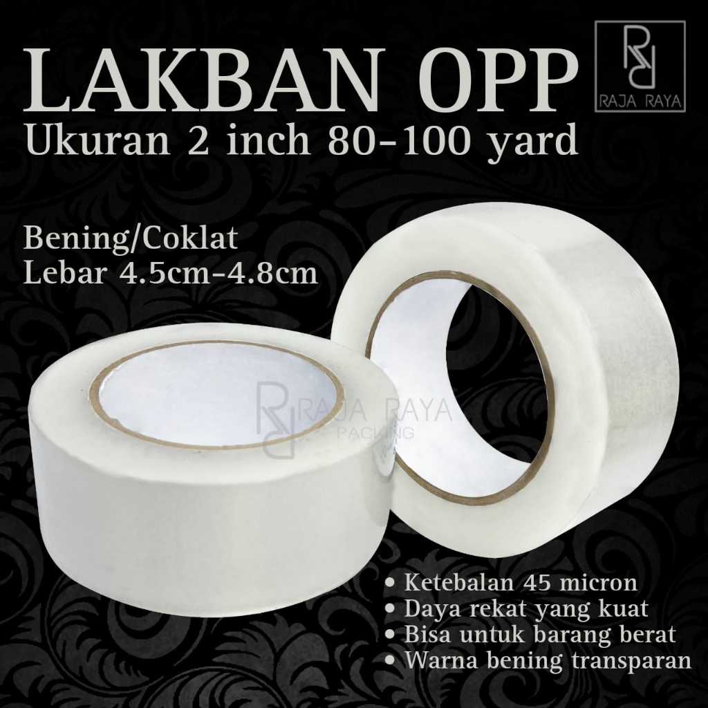 Jual [⚜️RR⚜️] LAKBAN BENING 2 inch 80y - 100y lebar 45-48mm/ LAKBAN OPP ...
