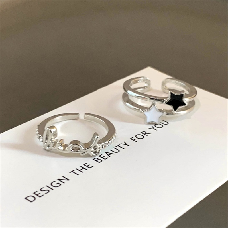 Jual Mayaza - Ring Y2K Cincin Wanita Couple Sahabat Perak Geometris ...