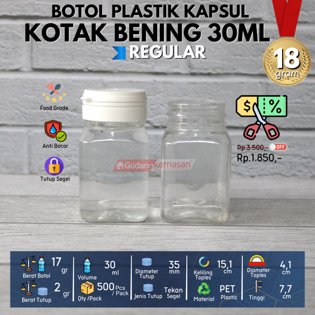 Jual BOTOL PLASTIK 30 KAPSUL PET TABLET KOTAK BENING - FLASH | Shopee ...