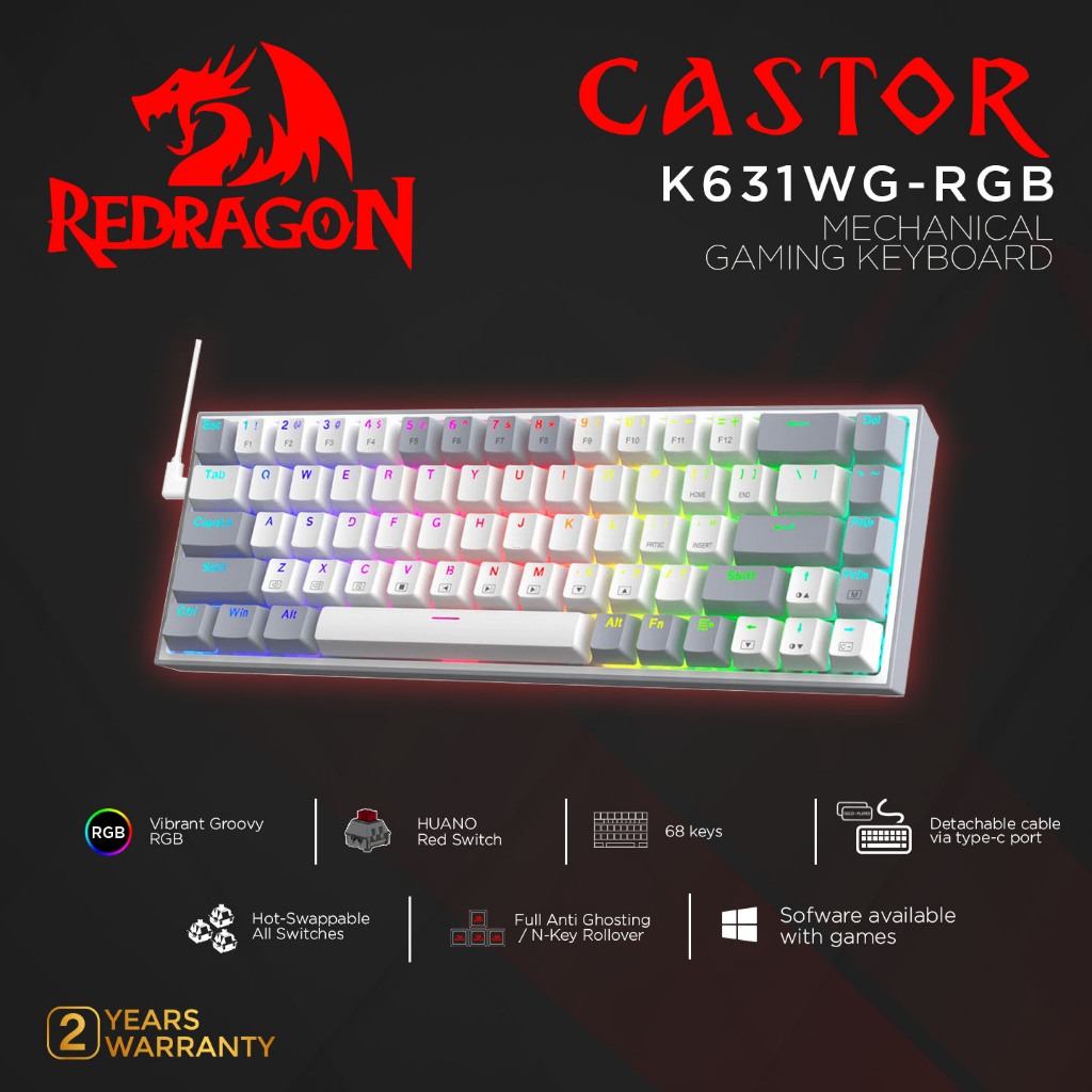 Jual Redragon Mechanical Gaming Keyboard 65% RGB CASTOR - K631 | Shopee Indonesia