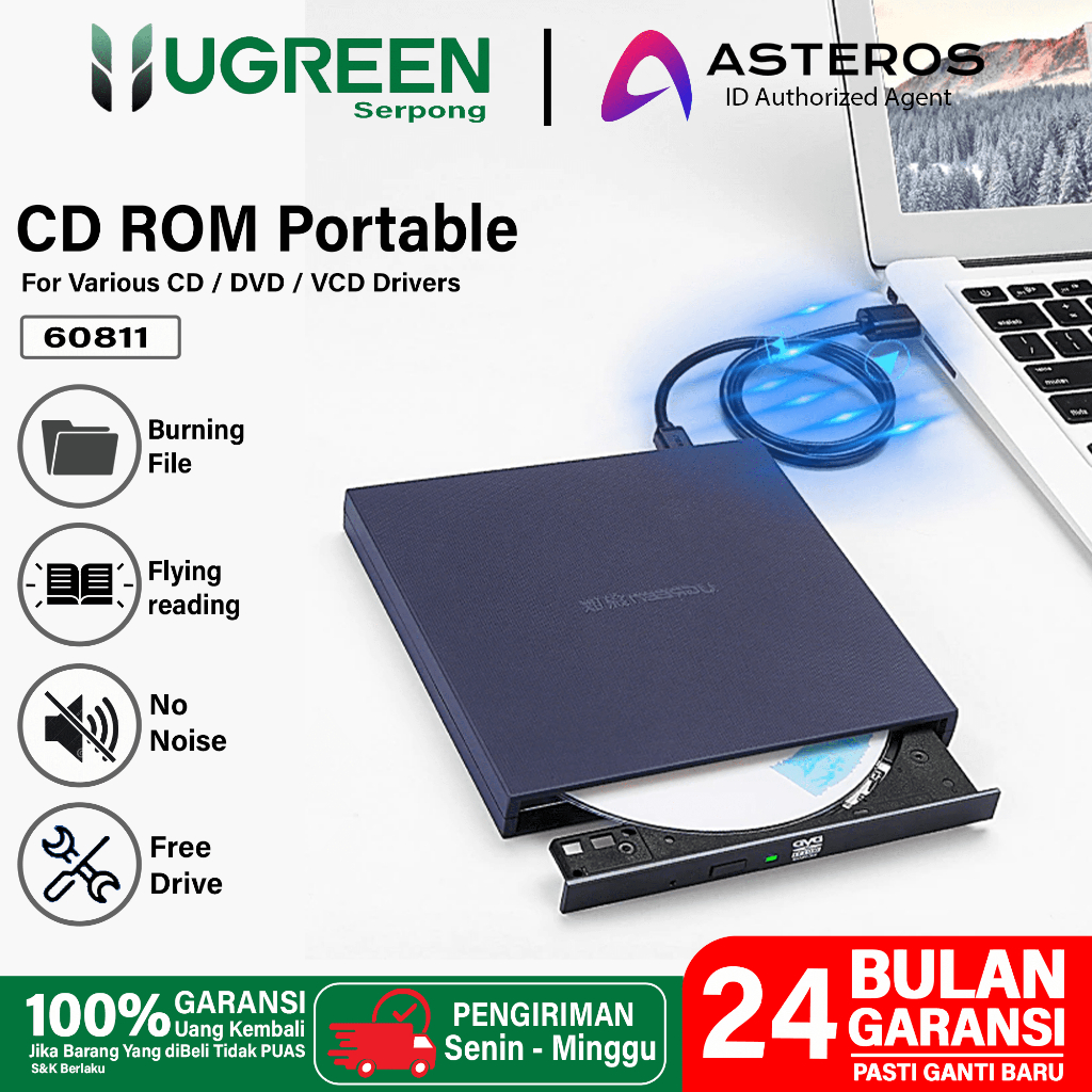 Jual UGREEN CD ROM External DVD Drive Slim Portable Optical Writer For ...