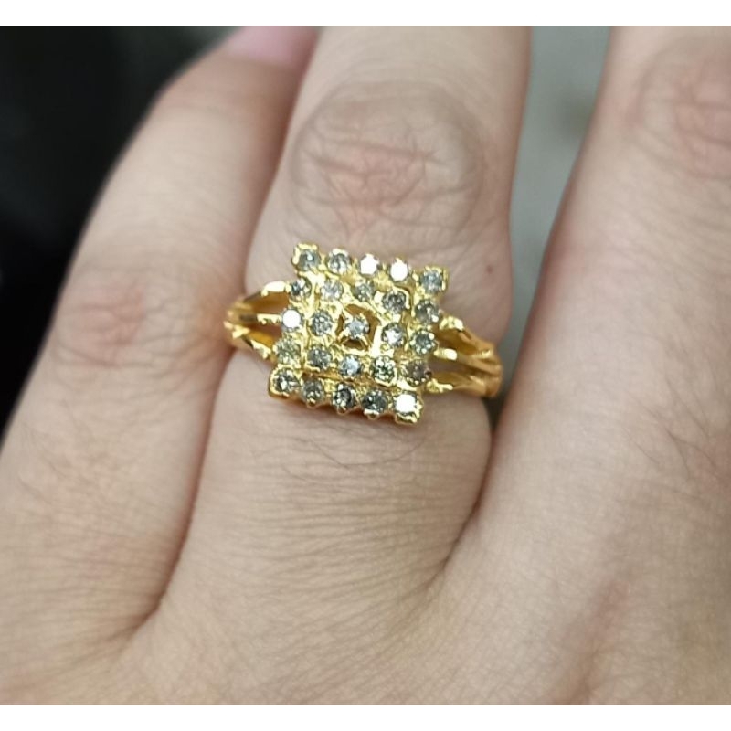 Jual cincin Borobudur bentuk kotak persegi berlian erofa ring perak ...