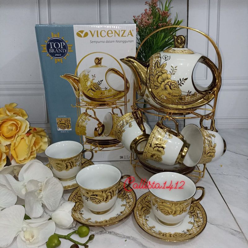 Jual Teko Teh/ Kopi Set Cangkir Keramik Vicenza C-78 / CR-90 (Original ...
