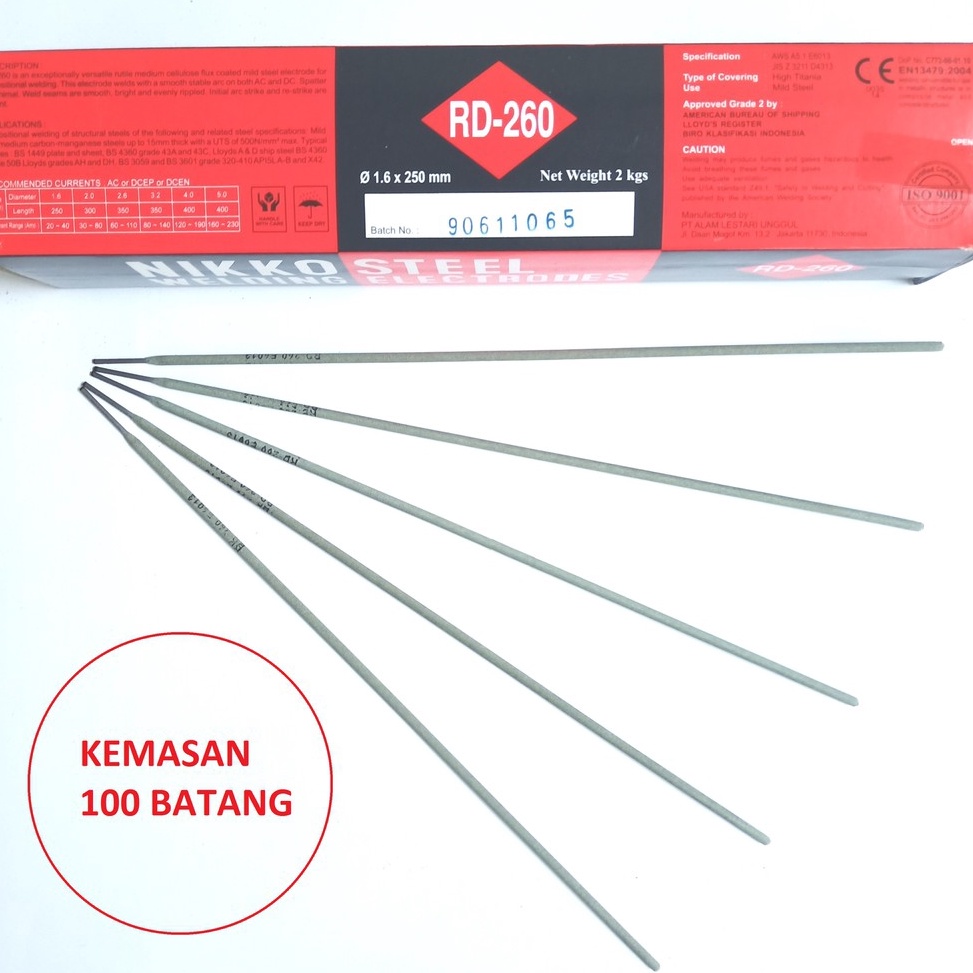 Jual Vvw 1BATANG Kawat Las 16 mm x 25 mm Nikko Steel RD26 Welding Electrodes | Shopee Indonesia