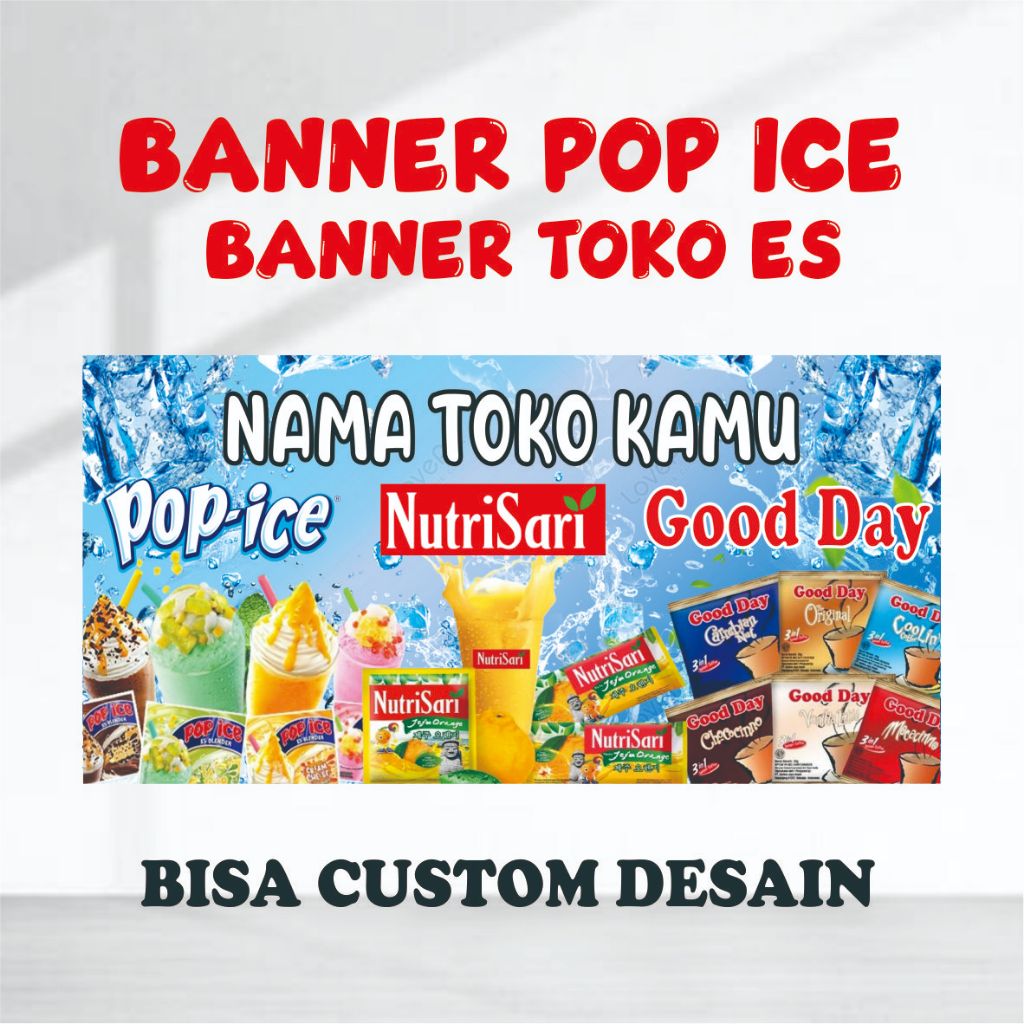 Jual BANNER / SPANDUK / MMT TOKO ES / BANNER POP ICE | Shopee Indonesia
