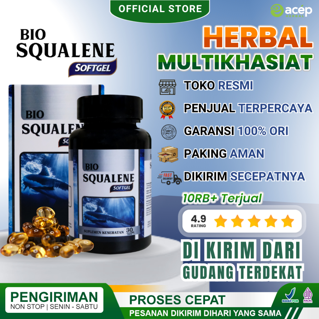 Jual Bio Squalene Softgel Omega 3 Vitamin Minyak Hati Ikan Hiu Fish Oil ...