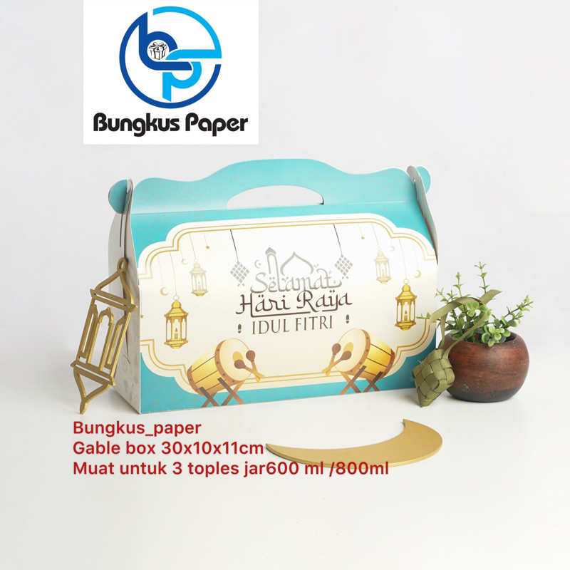 Jual Gable box lebaran / hari raya :30x10x12 cm EID MUBARAK (blush ...