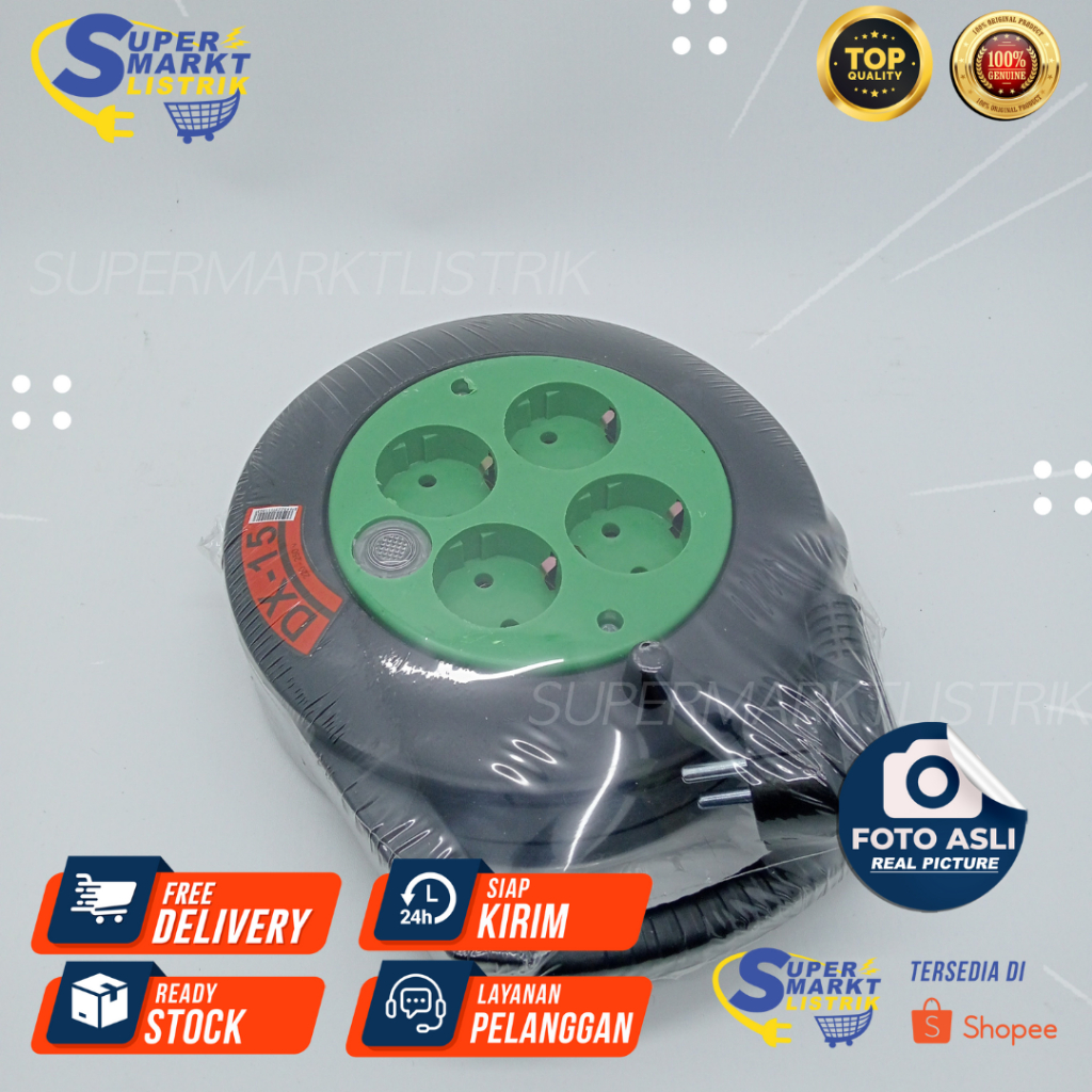 Jual Kabel Roll Rol Box 10M + Lampu Indikator + Saklar 4 Colokan Dexta ...