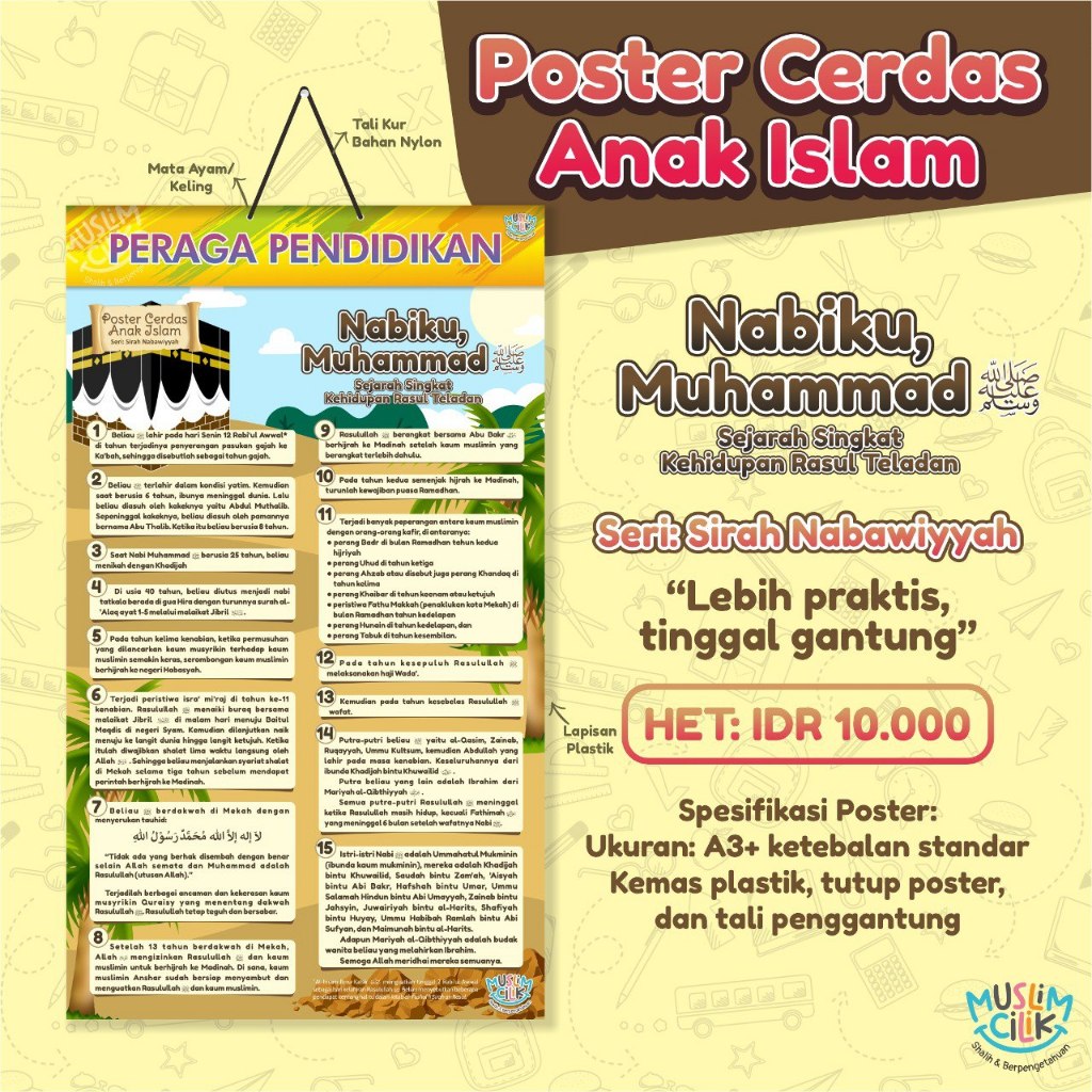 Jual Poster Sirah Nabawiyah Plus Tali Gantung | Shopee Indonesia
