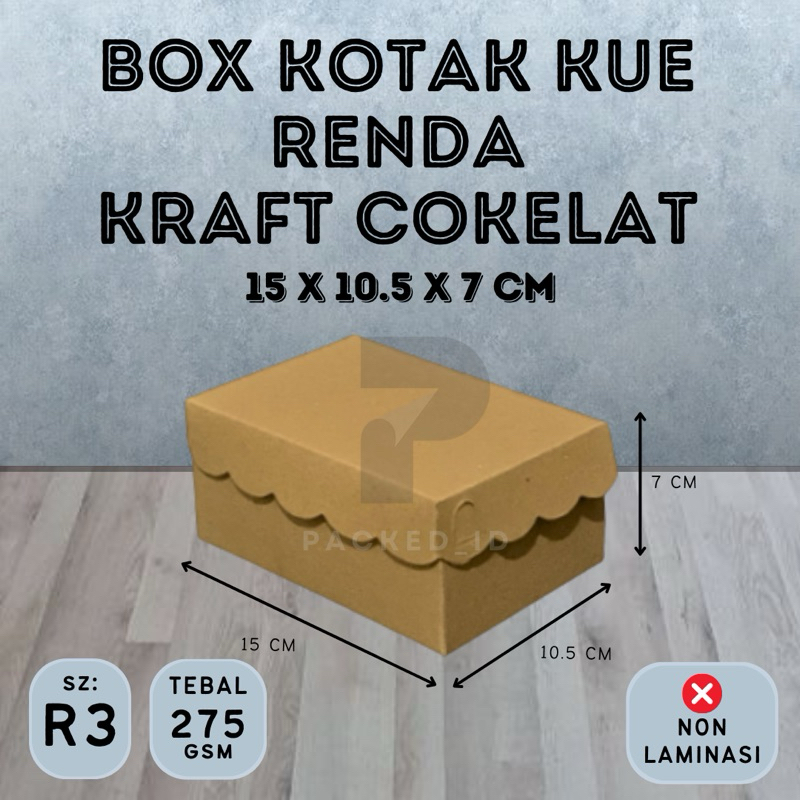 Jual Box Kotak Kue (R3) Renda Kraft Cokelat ukuran 15x10,5x7 cm ...