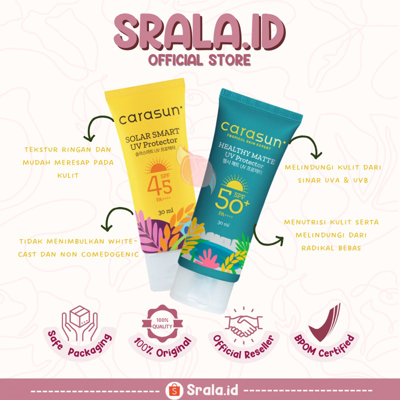 Jual CARASUN SOLAR SMART UV PROTECTOR SPF45 PA++++ & HEALTHY MATTE SPF50+ PA++++ | Shopee Indonesia