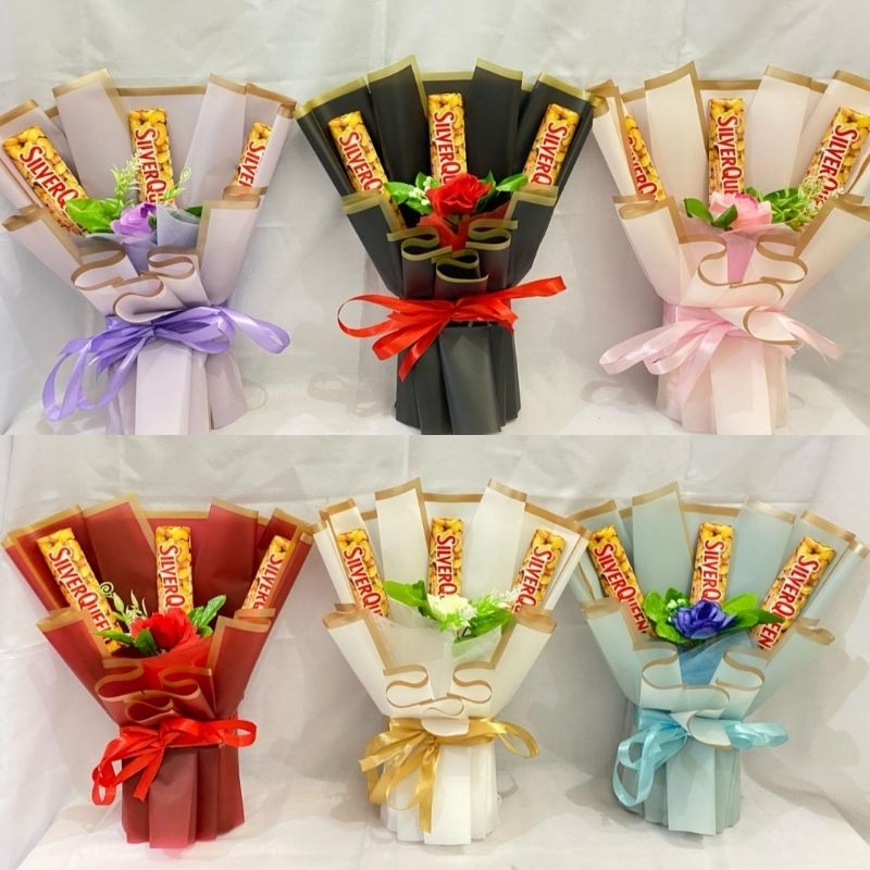 Jual Buket Silverqueen | Buket Bunga palsu | Buket snack | Buket mon*y ...