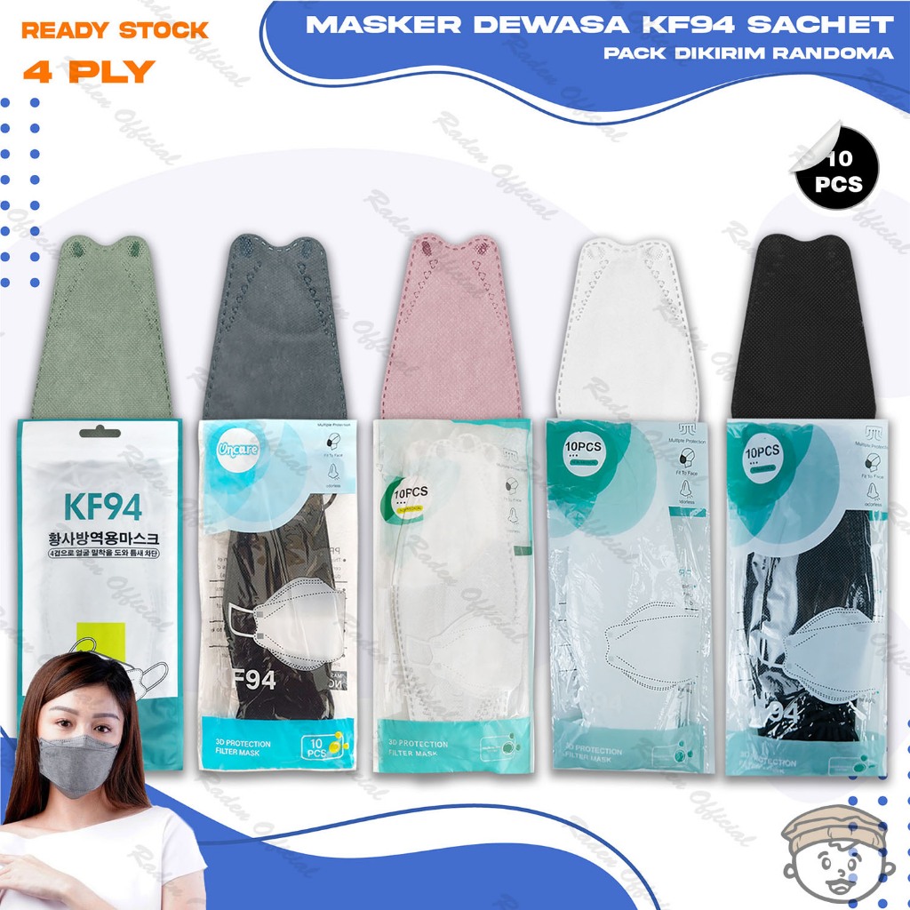 Jual Masker KF94 4Ply isi 10Pcs Putih Hitam Abu Warna KF 94 4 Ply ...
