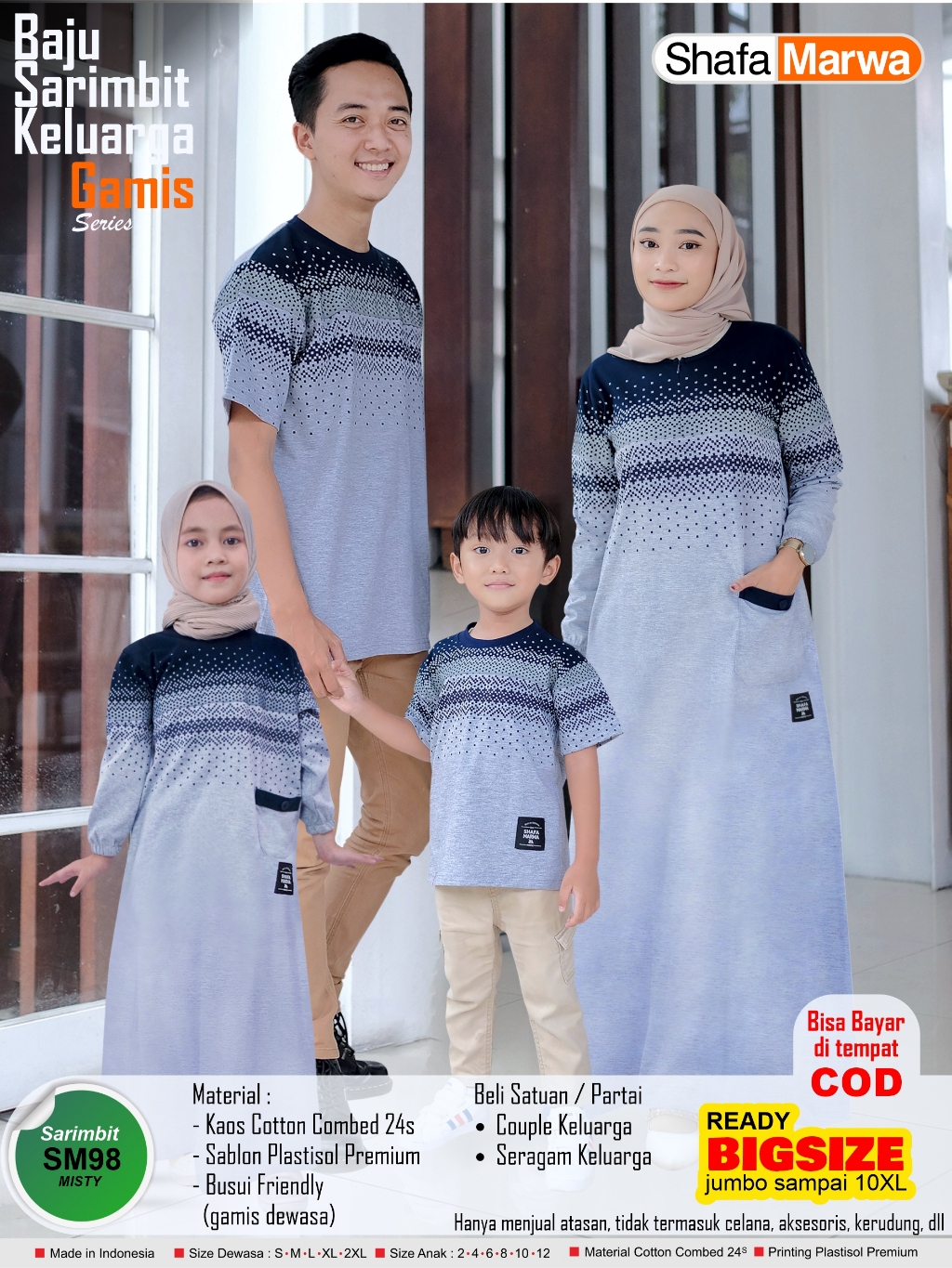 Jual Shafa Marwa Baju Couple Keluarga Sarimbit Family Set Gamis Muslim ...