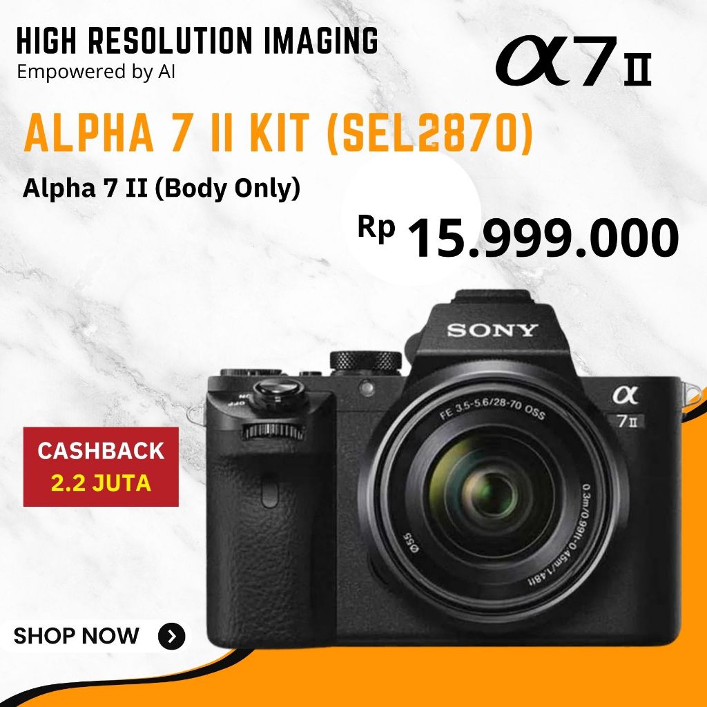 Jual Sony Alpha A7 II / A7 Mark II / a7ii Kit (SEL2870) GARANSI RESMI ...
