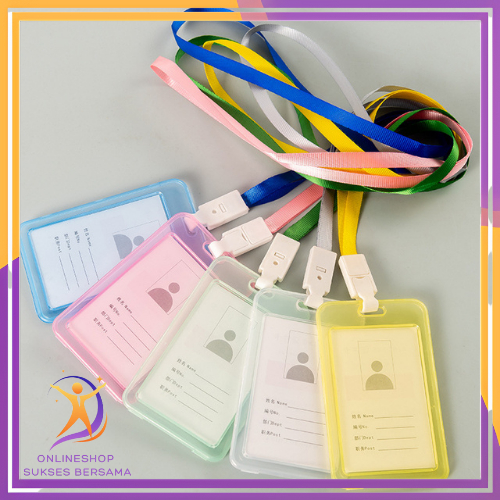 Jual OSB Name Tag Id Card Transparant Gantungan Kartu Nama Plastik Vertical Lanyard Potrait ...