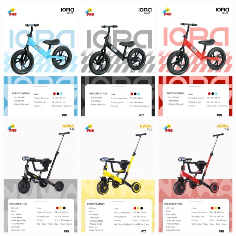 Jual push bike, Balance Bike 3 in 1 pmb | Shopee Indonesia