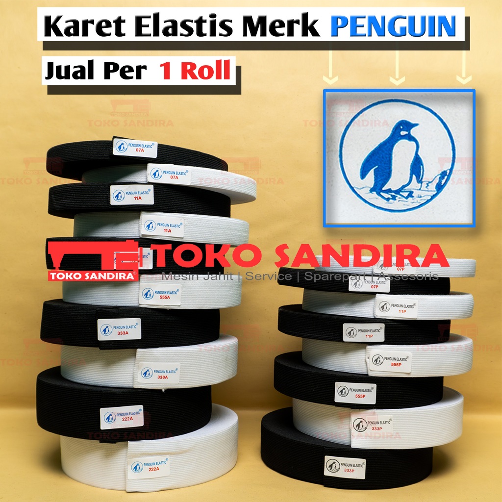 Jual 1 ROL KARET PENGUIN/2 CM/2,5 CM/3 CM/4 CM/5 CM/KARET PINGUIN 07A ...