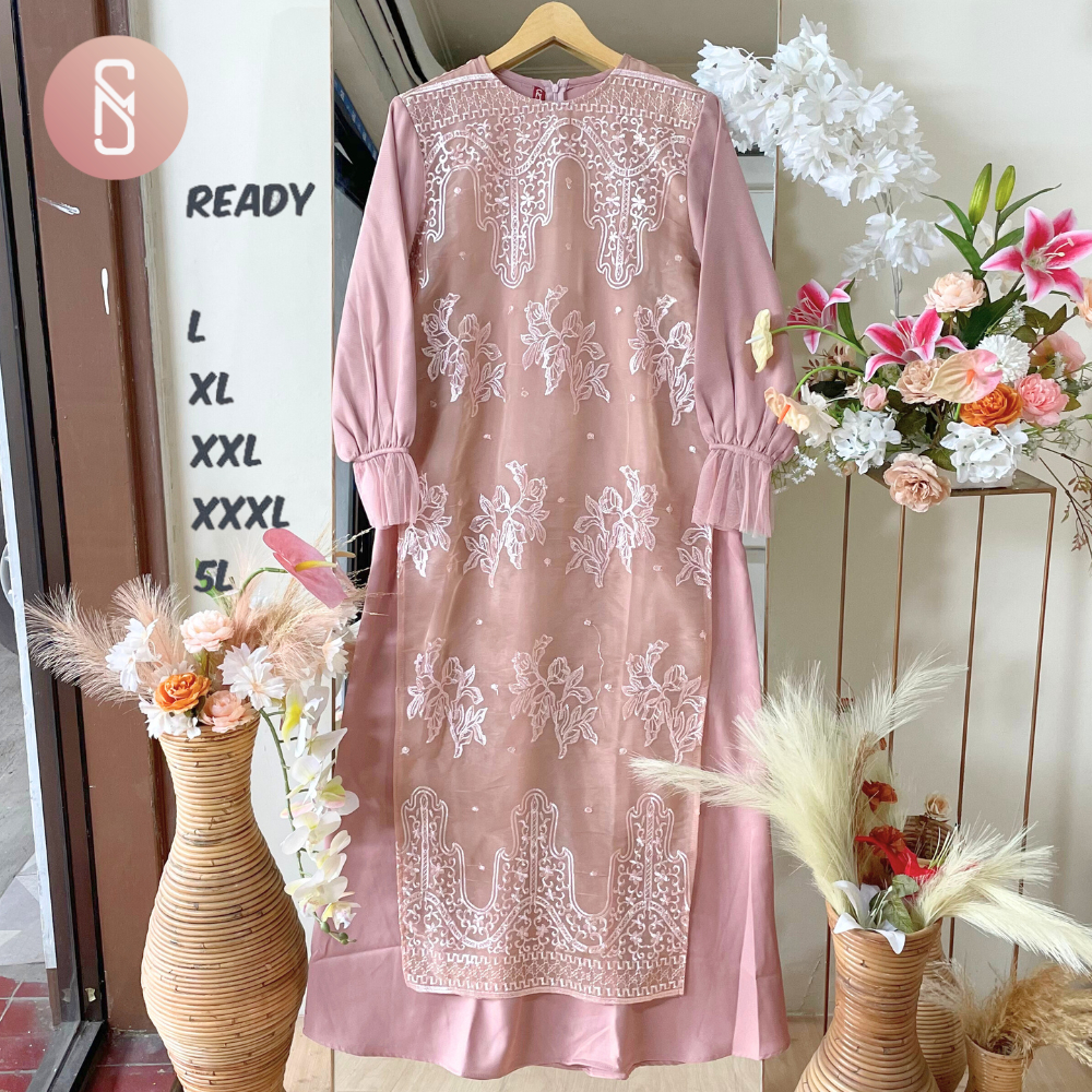 Jual Kaluna Myshawl Jafina Gamis Jumbo Brukat Motif Kasual Kondangan ...