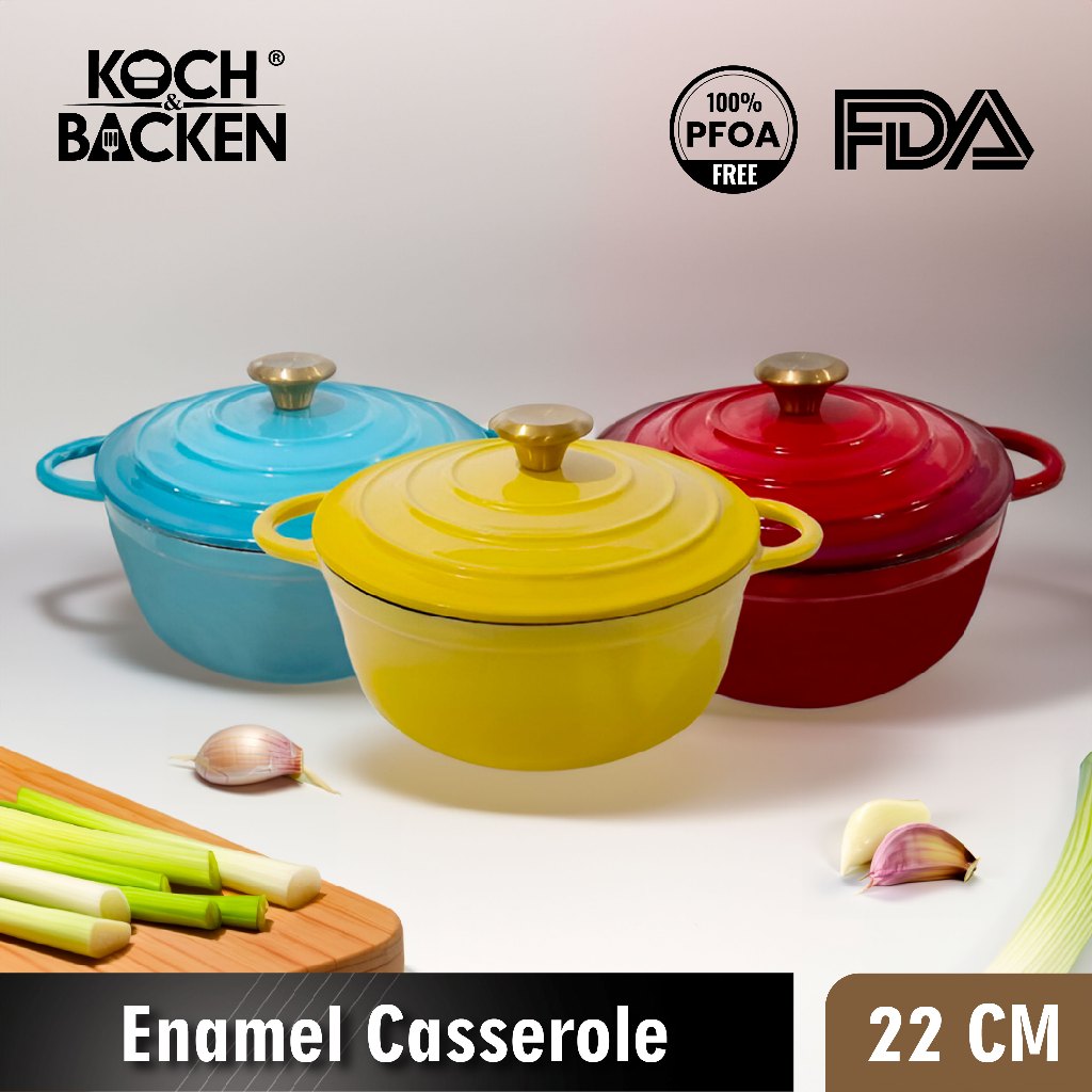 Jual KOCH&BACKEN Cast Iron Enamel Caseroll Dutch Oven 22cm - Panci ...