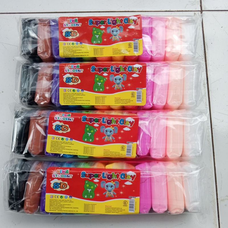 Jual besar 9 gram mainan clay klay slem bantal 1 pak isi 12 pcs ...