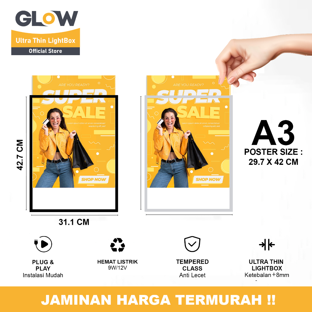 Jual A3 LED Display Menu Ultra Slim LED Light Box Menu Board LED ...