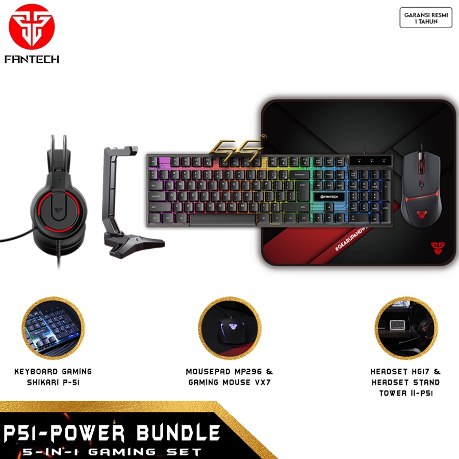 Jual Fantech P51 P-51 5 in 1 Combo Gaming Keyboard Mouse Headset ...